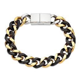 Bruno Banani Edelstahlarmband &raquo;Schmuck Geschenk breites Armband gelbgoldfarben/schwarz&laquo;
