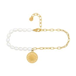 CAI CA&Iuml; Fu&szlig;kette &raquo;925 Silber Perlen M&uuml;nze vergoldet Sonne Mond&laquo; gelb 2,5cm Fu&szlig;kette 925 Sterling Silber vergoldet Perlen