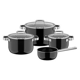 WMF Topf-Set »Fusiontec Mineral Pro« Set, 7 tlg. tlg. Edelstahl Glas Schwarz