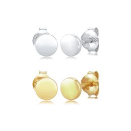 Elli Ohrring-Set &raquo;Ohrringset Pl&auml;ttchen Kreis 2er Set 925 Sterling Silber vergoldet&laquo; Gold onesize Elegante Ohrringe f&uuml;r Damen aus der geometrischen...