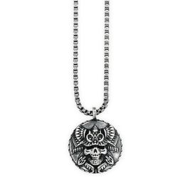 CAI CAÏ Kette mit Anhänger »925/- Sterling Silber oxidiert Münze« Silbergrau 55cm Mordere Münze mit Totenkopf