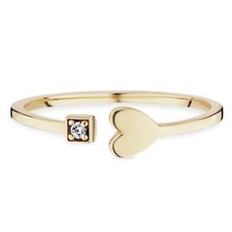 CAI CA&Iuml; Fingerring &raquo;Silber 925 vergoldet mit Herz-Motiv und wei&szlig;em Zirkonia-Stein&laquo; gelb 050 (15,9) Modischer Damen-Ring aus echtem 925 Silber