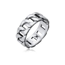 Kuzzoi Silberring »Herren Chunky Chain Look Panzerglieder 925 Silber« Silber 54 mm Auffallend schlichter Ring für Herren
