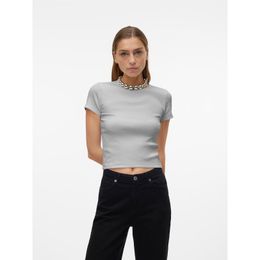 V&eacute;ro Moda VERO MODA Kurzarmshirt &raquo;VMCHLOE SS SHORT TOP JRS NOOS&laquo; Light Grey Melange XS XS Rundhalsausschnitt: komfortabel und stilvoll f&uuml;r den Alltag