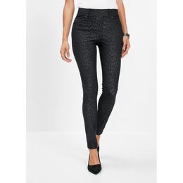 bonprix Damen bonprix Jeansjeggings &raquo;Jeggings mit Leo-Druck&laquo; Jeggings mit Leo-Druck grau 48/50 (XL), N-Gr
