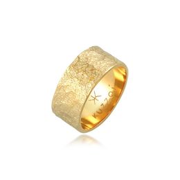 Kuzzoi Silberring &raquo;Herren Bandring Organic Struktur 925 Silber&laquo; Gold 60 mm Markanter Ring im Used Look f&uuml;r M&auml;nner