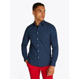 Tommy Hilfiger Damen Langarmhemd &raquo;FLEX POPLIN AOP Slim Fit SHIRT&laquo; mit Alloverprint blau L, N-Gr