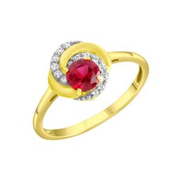 Firetti Fingerring »Schmuck Geschenk Silber 925 Silberring« mit Rubin (synth.), Zirkonia (synth.) gelbgoldfarben-silberfarben-rot-kristallweiß 56...