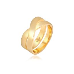 Kuzzoi Silberring »Herren Bandring Überkreuz Look 925 Silber« Gold 62 mm Auffallender Ring überkreuz geformt für Herren