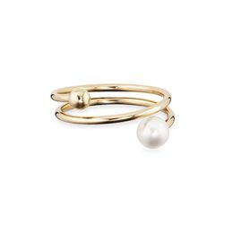 CAI CA&Iuml; Fingerring &raquo;925/- Sterling Silber vergoldet Perle&laquo; gelb 056 (17,8) Sch&ouml;ner Spiralring