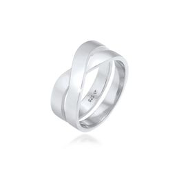 Kuzzoi Silberring »Herren Bandring Überkreuz Look 925 Silber« Silber 66 mm Auffallender Ring überkreuz geformt für Herren