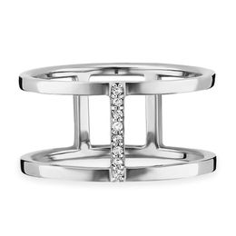 CAI Ca&iuml; Damen CA&Iuml; Fingerring &raquo;925/- Sterling Silber rhodiniert Topas wei&szlig;&laquo; wei&szlig;