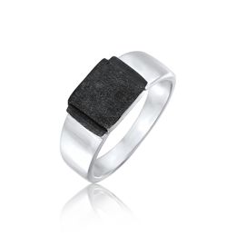 Kuzzoi Siegelring »Herren Siegelring Modern 925 Silber« Schwarz 66 mm Modern gestalteter Siegelring für Männer