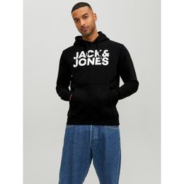 Jack & Jones Jack & Jones Herren Kapuzensweatshirt &raquo;JJECORP Kapuze und Frontprint&laquo;, bedruckt, modisch, regular fit, Baumwollmischung, Rundhals schwarz L