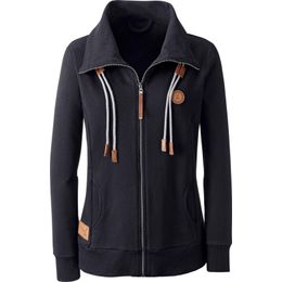 CR&Eacute;ATION L Damen Sweatjacke mit Rippb&uuml;ndchen schwarz Gr&ouml;&szlig;e 40