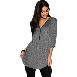 CR&Eacute;ATION L Damen Oversize-Shirt in Melange-Optik schwarz-ecru-meliert Gr&ouml;&szlig;e 38