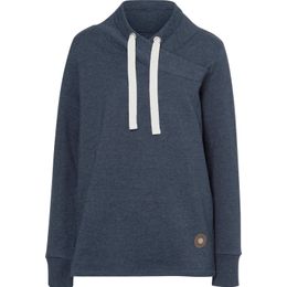 Heine Damen Longsweatshirt mit asymmetrischem Kragen dunkelblau-ecru-meliert Gr&ouml;&szlig;e 46