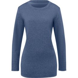 Damen Longshirt mit Teddy-Fleece innen jeansblau-meliert, Gr&ouml;&szlig;e 50