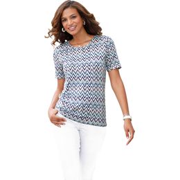 CR&Eacute;ATION L Damen Print-Shirt mit Zickzack-Muster marine-bedruckt Gr&ouml;&szlig;e 36
