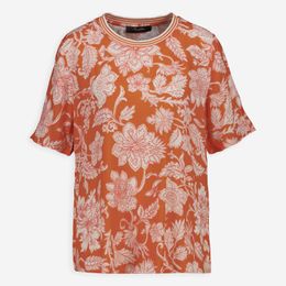 Aniston Orangefarbenes T-Shirt mit Blumenmuster