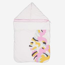 Emilio Pucci Weißer Babyschlafsack mit Reißverschluss und Motiv 73x45cm