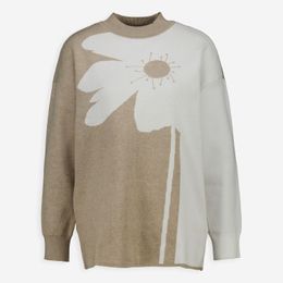 Aniston Beige-wei&szlig;er Pullover mit Blumenmotiv