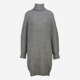 Opus Graues gestricktes Midikleid mit Rollkragen