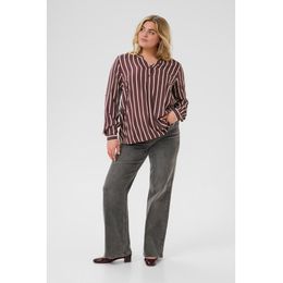 Kaffe curve Langarm-Bluse KCsida Regular fit in Fudge / Lotus Stripe | Gr.: 54