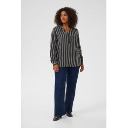 Kaffe curve Langarm-Bluse KCsida Regular fit in Black Oyster / Chalk Stripe | Gr.: 52
