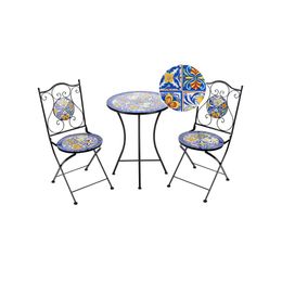 Beliani 3-tlg Bistro Set CORIANO in Schwarz/Blau | Gr.: onesize