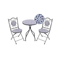 Beliani 3-tlg Bistro Set CAMPRENA in Schwarz/Blau/Weiß | Gr.: onesize