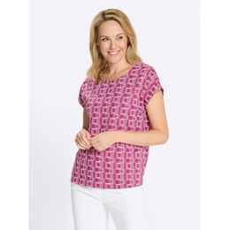 Sieh an! Kurzarm-Shirt in magenta-ecru-bedruckt | Gr.: 40