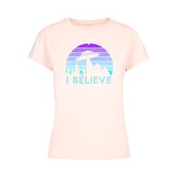 F4NT4STIC Box Tee I BELIEVE UFO Alien Raumschiff Retro in pink | Gr.: XS
