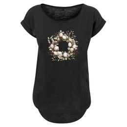 F4NT4STIC Long Cut T-Shirt Osterkranz Eierkranz Blumenring in schwarz | Gr.: XL