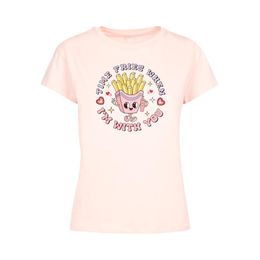 F4NT4STIC Ladies Box Tee Time Fries when I am with you Valentinstag in pink | Gr.: XS