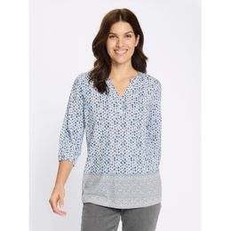 Sieh an! 3/4-Arm-Shirt in rauchblau-ecru-bedruckt | Gr.: 56