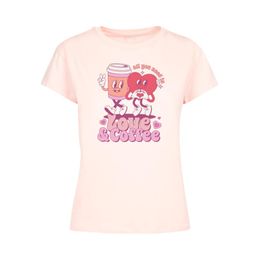 F4NT4STIC Ladies Box Tee Love and Coffe Valentinstag in pink | Gr.: XS
