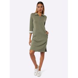 CR&Eacute;ATION L creation L Polokleid in khaki-wei&szlig; | Gr.: 40