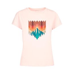 F4NT4STIC Box Tee Berg Sonnenuntergang Geometrisch in pink | Gr.: S