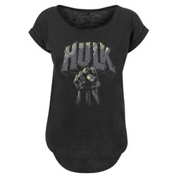 F4NT4STIC Long Cut T-Shirt Long Cut T-Shirt 'Marvel Hulk Punch Logo' in schwarz | Gr.: XXL