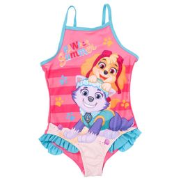 PAW PATROL Badeanzug mit R&uuml;schen - Skye & Everest Schwimmanzug in Mehrfarbig | Gr.: 110/116