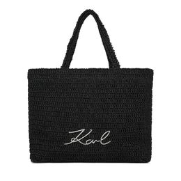 K by KARL LAGERFELD Karl Lagerfeld Shopper - K/Signature Geh&auml;kelte Strandtasche - Gr. unisize - in Schwarz - f&uuml;r Damen