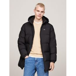 Steppjacke Tommy Jeans "TJM ESSENTIAL DOWN PARKA", Herren, Gr. XL, schwarz, Web, Obermaterial: 100% Polyester. Futter: 100% Polyester. F&uuml;llung: 70% Daunen, 30% Federn, relaxed fit normal, elastischer Bund, Jacken Steppjacke, Daunenjacke, &Uuml;bergangsjacke mit Kapuze, Topseller