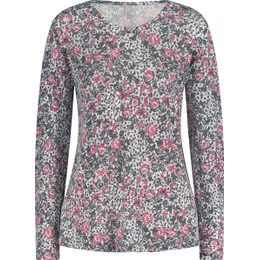 Damen Print-Shirt in Jersey-Qualit&auml;t wei&szlig;-gemustert, Gr&ouml;&szlig;e 48