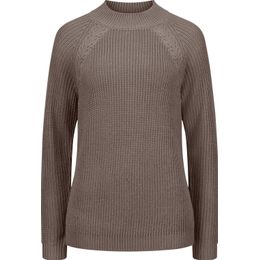 Damen Stehkragenpullover mit Raglan-&Auml;rmeln taupe, Gr&ouml;&szlig;e 56