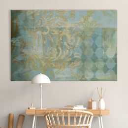 Bilderwelten Akustikbild originell gold Vintage Schallschutzbild - Marokkanische Collage in Gold und T&uuml;rkis - Ornamente Wohnzimmer Schlafzimmer