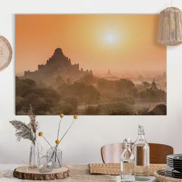 Bilderwelten Akustikbild Wald orange Motiv Schallschutzbild - Lichtdurchflutete Tempelanlage - Architektur Wohnzimmer Schlafzimmer