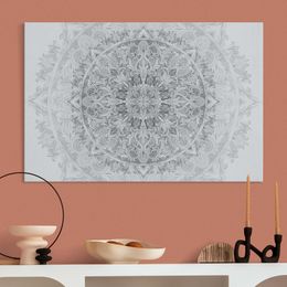 Akustikbild Mandala Aquarell Ornament Muster schwarz wei&szlig;
