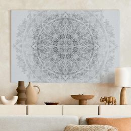 Bilderwelten Akustikbild Spirituell schwarz weiss modern Aquarell - Mandala Aquarell Ornament Muster schwarz wei&szlig; - Ornamente Wohnzimmer Schlafzimmer