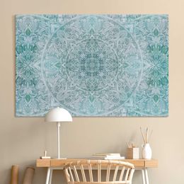 Akustikbild Mandala Aquarell Ornament Muster T&uuml;rkis